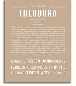 Theodora Personalized Name Meaning Art Prints – Name Stories
