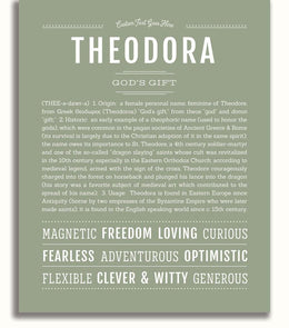 Theodora Personalized Name Meaning Art Prints – Name Stories