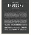 Theodore Personalized Name Meaning Art Prints – Name Stories