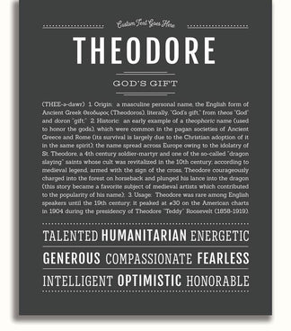 Theodore Personalized Name Meaning Art Prints – Name Stories