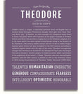Theodore Personalized Name Meaning Art Prints – Name Stories
