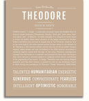 Theodore Personalized Name Meaning Art Prints – Name Stories