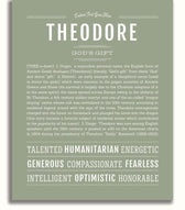 Theodore Personalized Name Meaning Art Prints – Name Stories