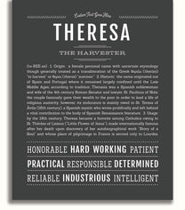 Theresa Personalized Name Meaning Art Prints – Name Stories