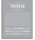 Theresa Personalized Name Meaning Art Prints – Name Stories