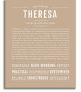 Theresa Personalized Name Meaning Art Prints – Name Stories