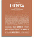 Theresa Personalized Name Meaning Art Prints – Name Stories