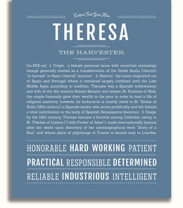 Theresa Personalized Name Meaning Art Prints – Name Stories
