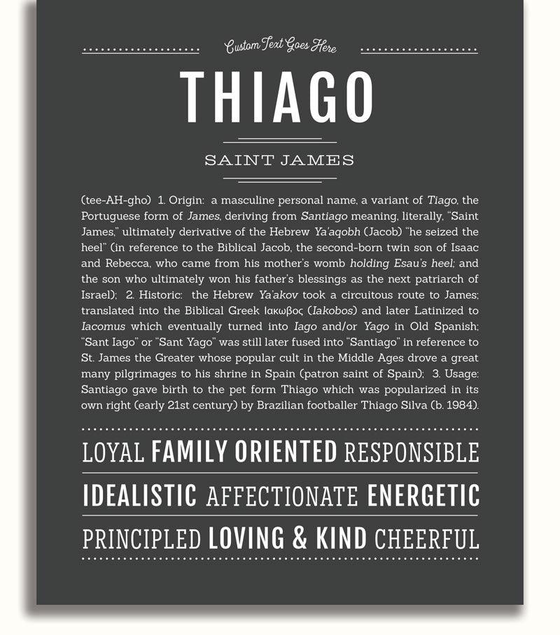 Thiago Personalized Name Meaning Art Prints – Name Stories