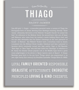 Thiago Personalized Name Meaning Art Prints – Name Stories