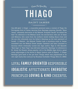 Thiago Personalized Name Meaning Art Prints – Name Stories