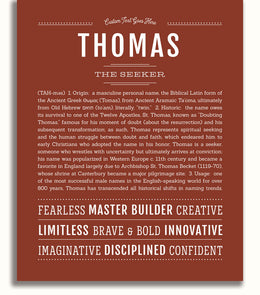 Thomas Personalized Name Meaning Art Prints – Name Stories