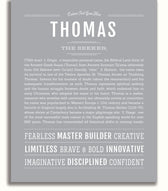 Thomas Personalized Name Meaning Art Prints – Name Stories