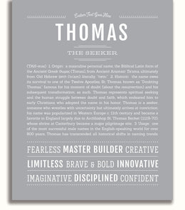 Thomas Personalized Name Meaning Art Prints – Name Stories