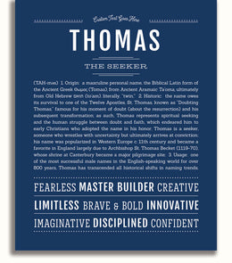 Thomas Personalized Name Meaning Art Prints – Name Stories