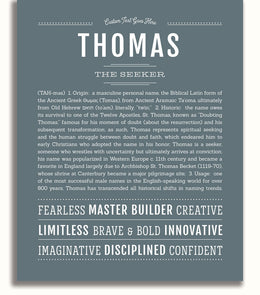 Thomas Personalized Name Meaning Art Prints – Name Stories