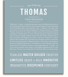 Thomas Personalized Name Meaning Art Prints – Name Stories