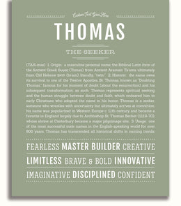 Thomas Personalized Name Meaning Art Prints – Name Stories