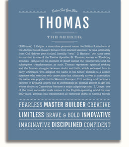 Thomas Personalized Name Meaning Art Prints – Name Stories
