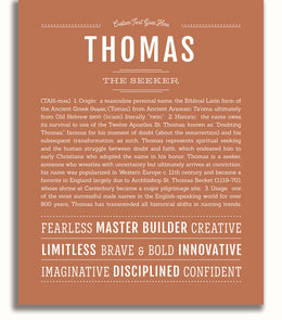 Thomas Personalized Name Meaning Art Prints – Name Stories