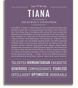 Tiana Personalized Name Meaning Art Prints – Name Stories