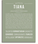 Tiana Personalized Name Meaning Art Prints – Name Stories