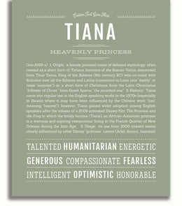 Tiana Personalized Name Meaning Art Prints – Name Stories