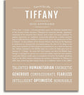 Tiffany Personalized Name Meaning Art Prints – Name Stories
