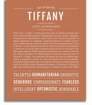 Tiffany Personalized Name Meaning Art Prints – Name Stories