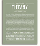 Tiffany Personalized Name Meaning Art Prints – Name Stories