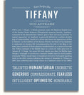 Tiffany Personalized Name Meaning Art Prints – Name Stories