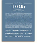 Tiffany Personalized Name Meaning Art Prints – Name Stories