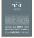Tighe Personalized Name Meaning Art Prints – Name Stories