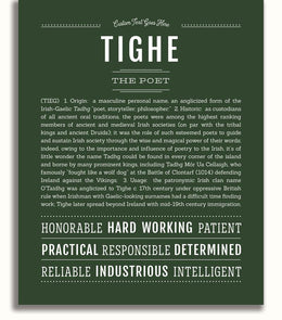 Tighe Personalized Name Meaning Art Prints – Name Stories