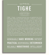 Tighe Personalized Name Meaning Art Prints – Name Stories