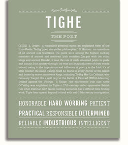 Tighe Personalized Name Meaning Art Prints – Name Stories