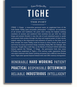 Tighe Personalized Name Meaning Art Prints – Name Stories