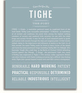 Tighe Personalized Name Meaning Art Prints – Name Stories