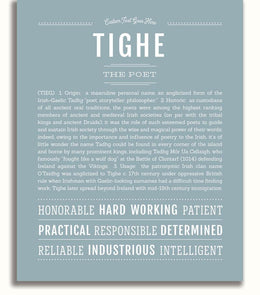 Tighe Personalized Name Meaning Art Prints – Name Stories