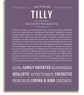 Tilly Personalized Name Meaning Art Prints – Name Stories