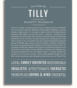 Tilly Personalized Name Meaning Art Prints – Name Stories
