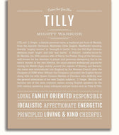 Tilly Personalized Name Meaning Art Prints – Name Stories