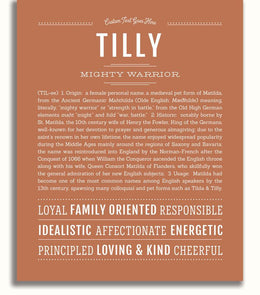 Tilly Personalized Name Meaning Art Prints – Name Stories
