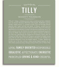 Tilly Personalized Name Meaning Art Prints – Name Stories