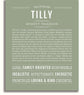 Tilly Personalized Name Meaning Art Prints – Name Stories