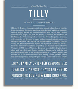 Tilly Personalized Name Meaning Art Prints – Name Stories