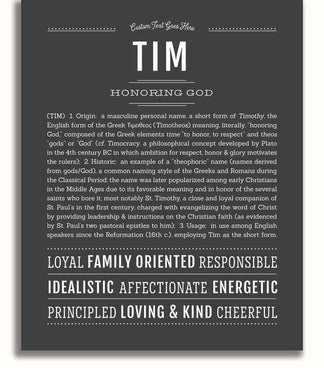 Tim Personalized Name Meaning Art Prints – Name Stories