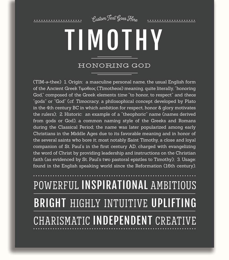 Timothy Personalized Name Meaning Art Prints – Name Stories
