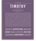 Timothy Personalized Name Meaning Art Prints – Name Stories