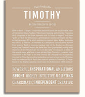 Timothy Personalized Name Meaning Art Prints – Name Stories